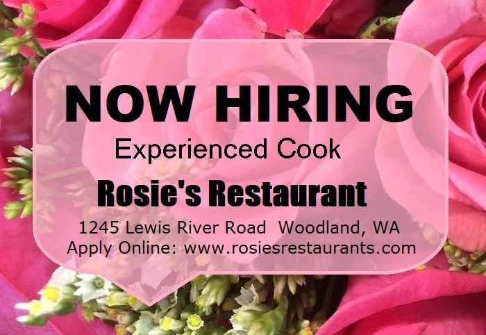 Now Hiring ~ Experienced Cook – Rosie's Restaurant