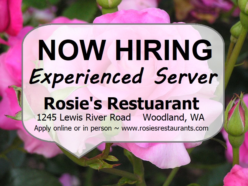 Now Hiring ~ Experienced Server – Rosie's Restaurant